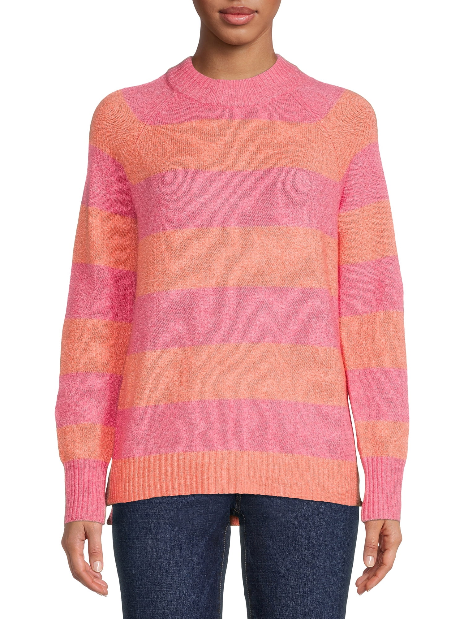 Time and Tru Women's Super Soft Midweight Stripe Sweater - Walmart.com