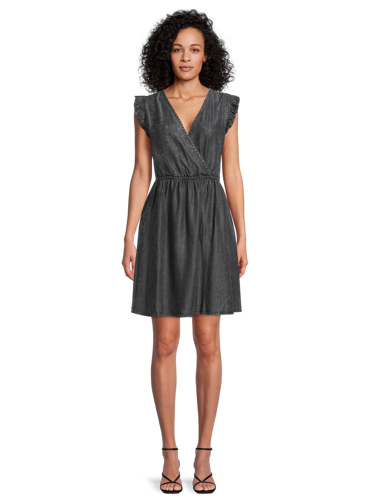 Time and Tru Women's Surplus Flutter Sleeve Mini Dress - Walmart.com