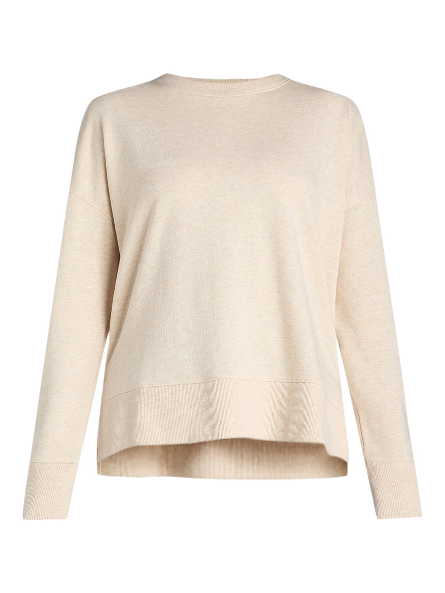 Time and Tru Women's Crewneck Sweatshirt with High-Low Hem, Sizes XS ...