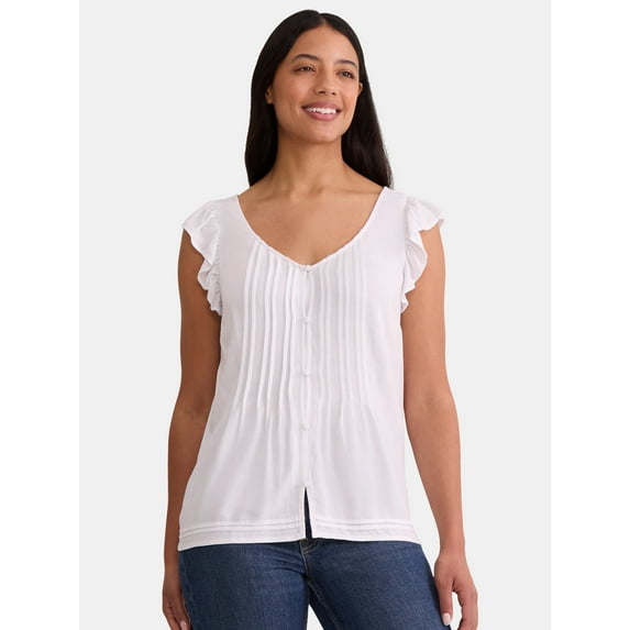 Time and Tru Women's Sweetheart Flutter Top Sizes XS to XXXL with V ...