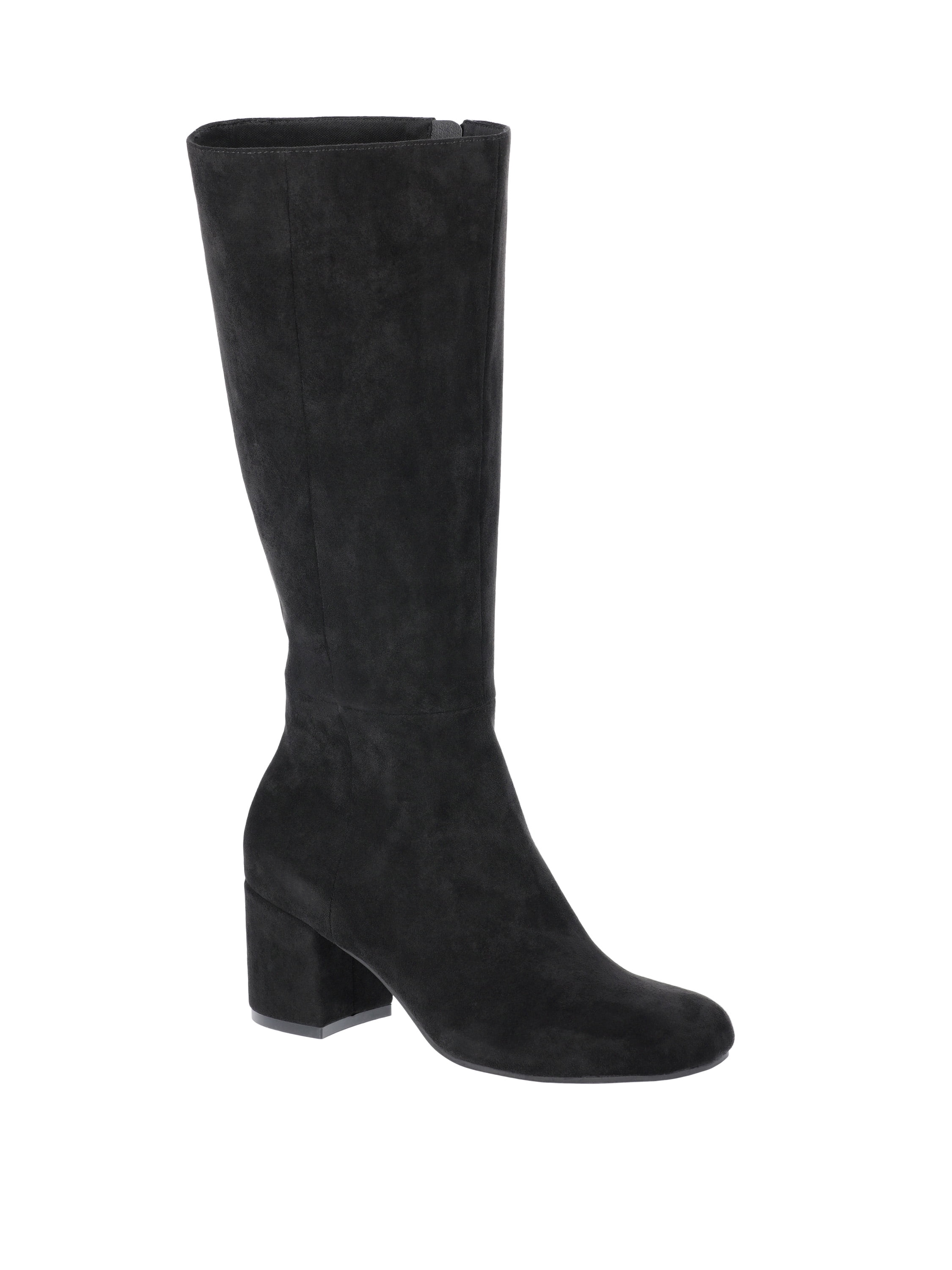 Time and Tru Women's Faux Suede Tall Block Heel Boots - Walmart.com