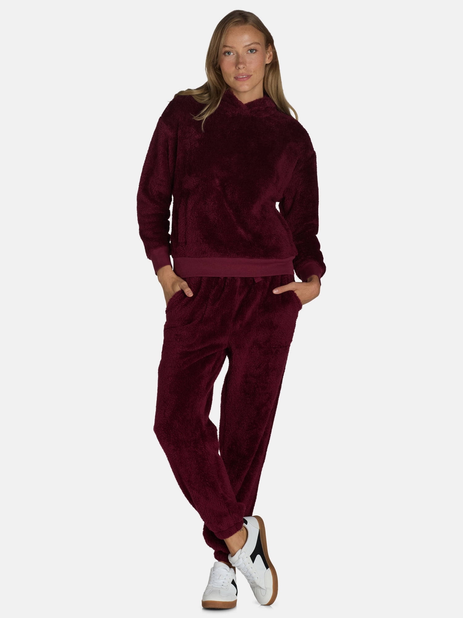 Time and Tru Women's Teddy Fleece Hoodie and Joggers Set, 2-Piece ...