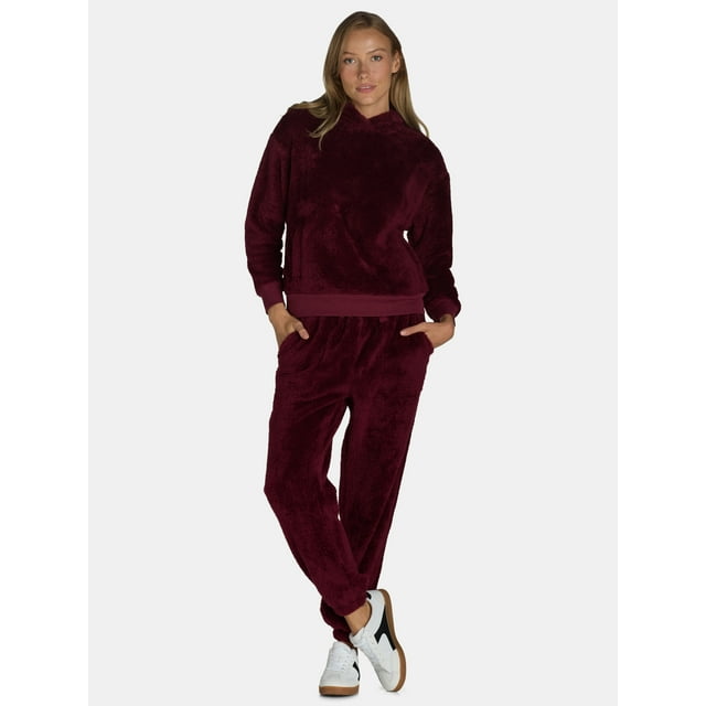 Time and Tru Women's Teddy Fleece Hoodie and Joggers Set, 2-Piece ...