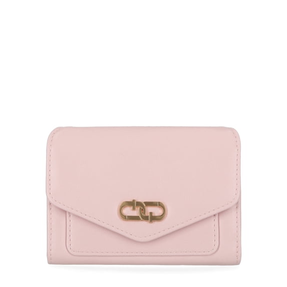 Time and Tru Women's Pink Vinyl Card Wallet with ID Window and Coin ...