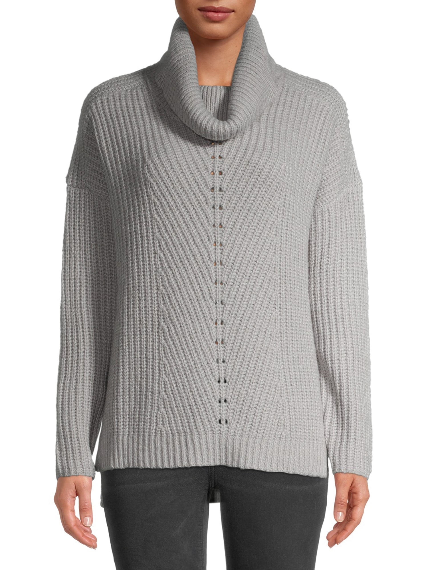 Time and Tru Women's Textured Cowl Neck Sweater - Walmart.com