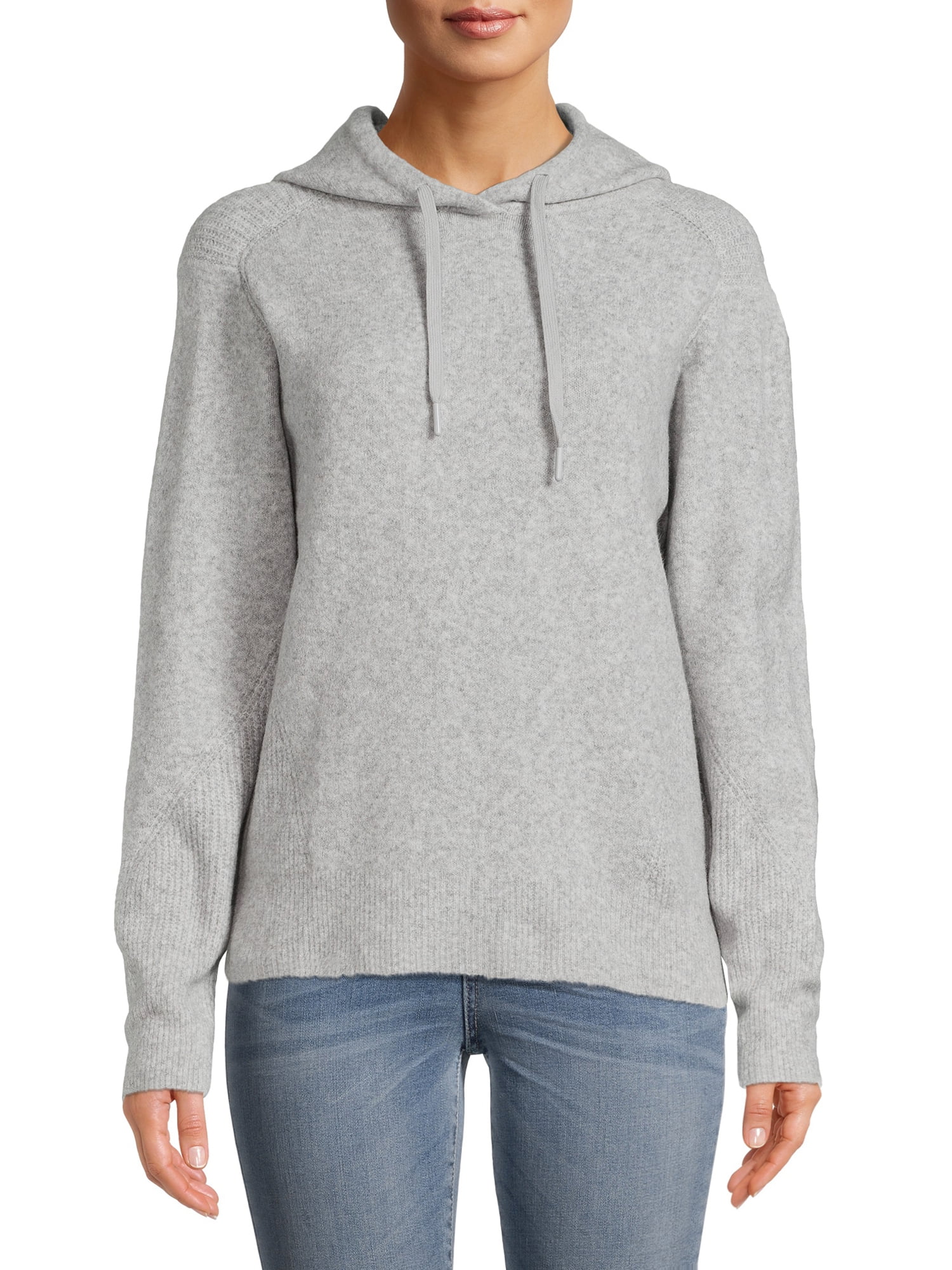 Time and Tru Women's Textured Hoodie Sweater - Walmart.com