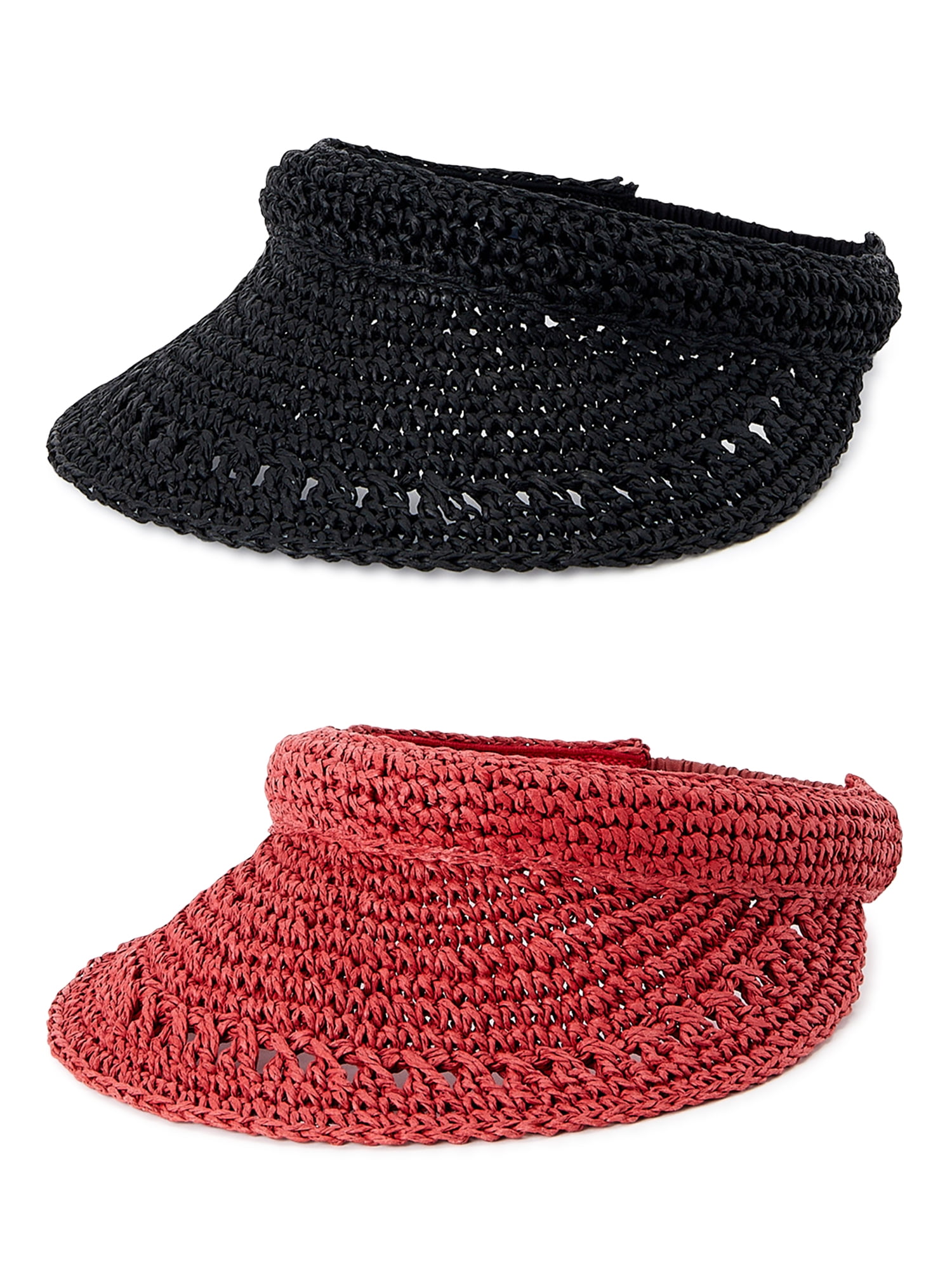 Time and Tru Women's Textured Visor, 2-Pack, Rust/Black - Walmart.com