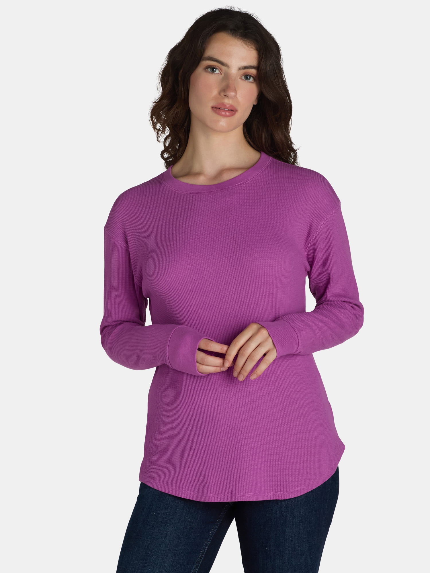 Time and Tru Women's Thermal Top with Long-Sleeves, 2-Pack, Sizes XS ...