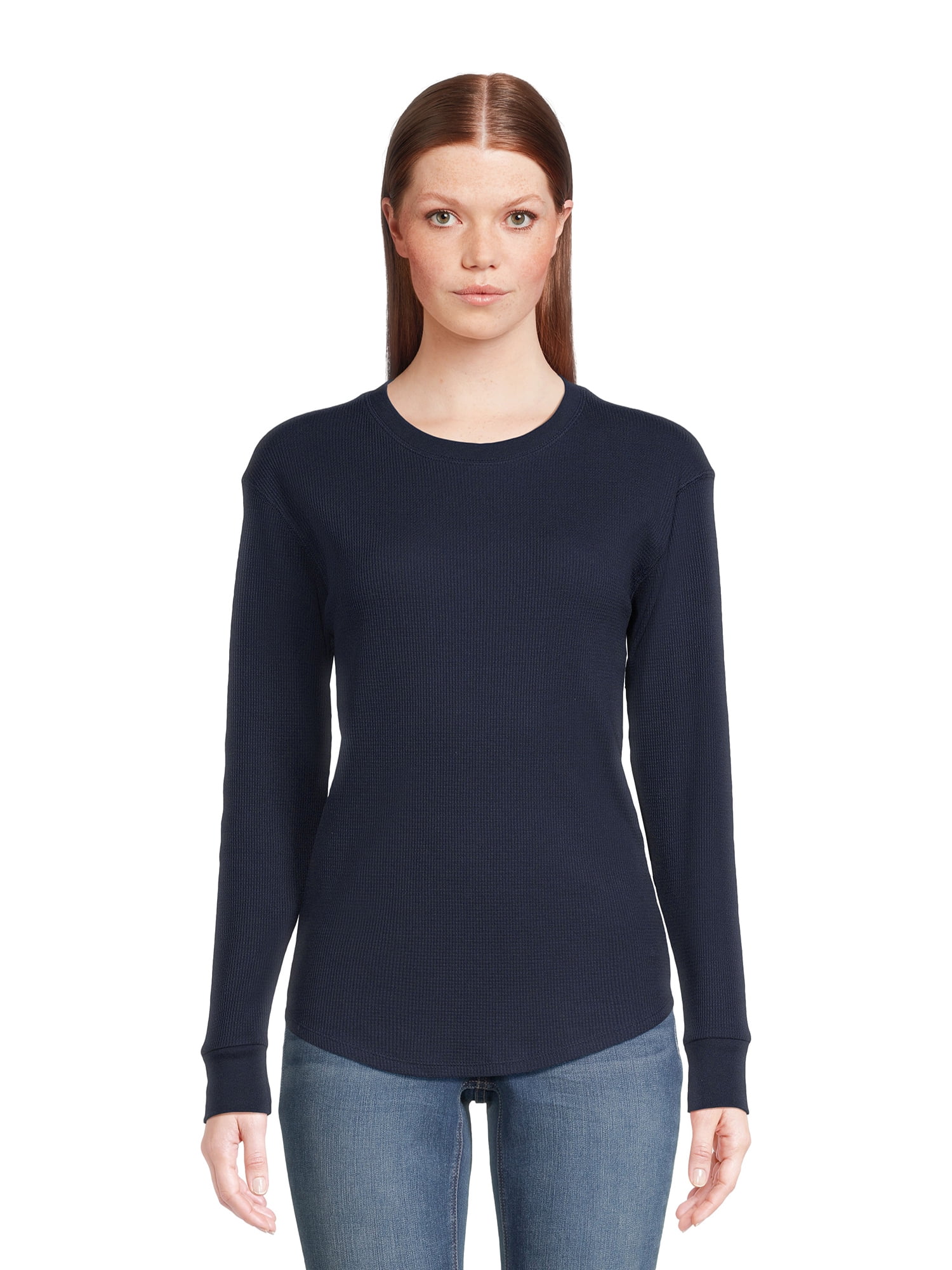 Time and Tru Women's Knit Thermal Top, Long Sleeve, Cotton-Blend, Sizes ...