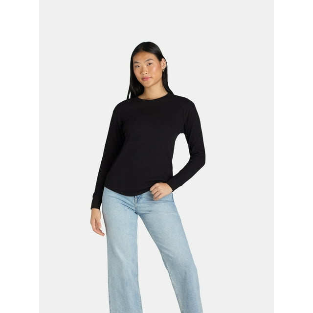 Time And Tru Womens Essential Thermal T Shirt With Long Sleeves Sizes