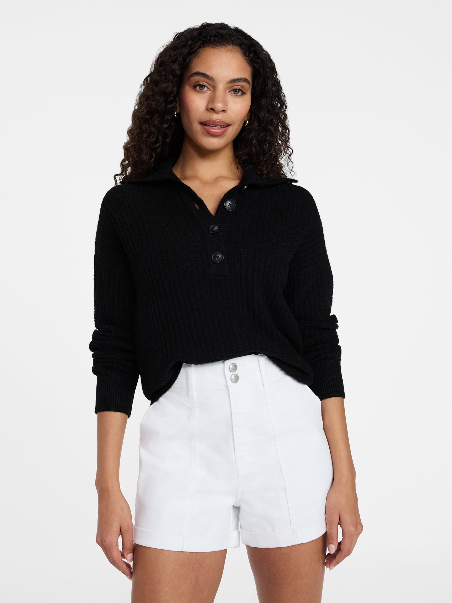 Time and Tru Women's Pullover Henley Sweater, Sizes XS-XXXL - Walmart.com