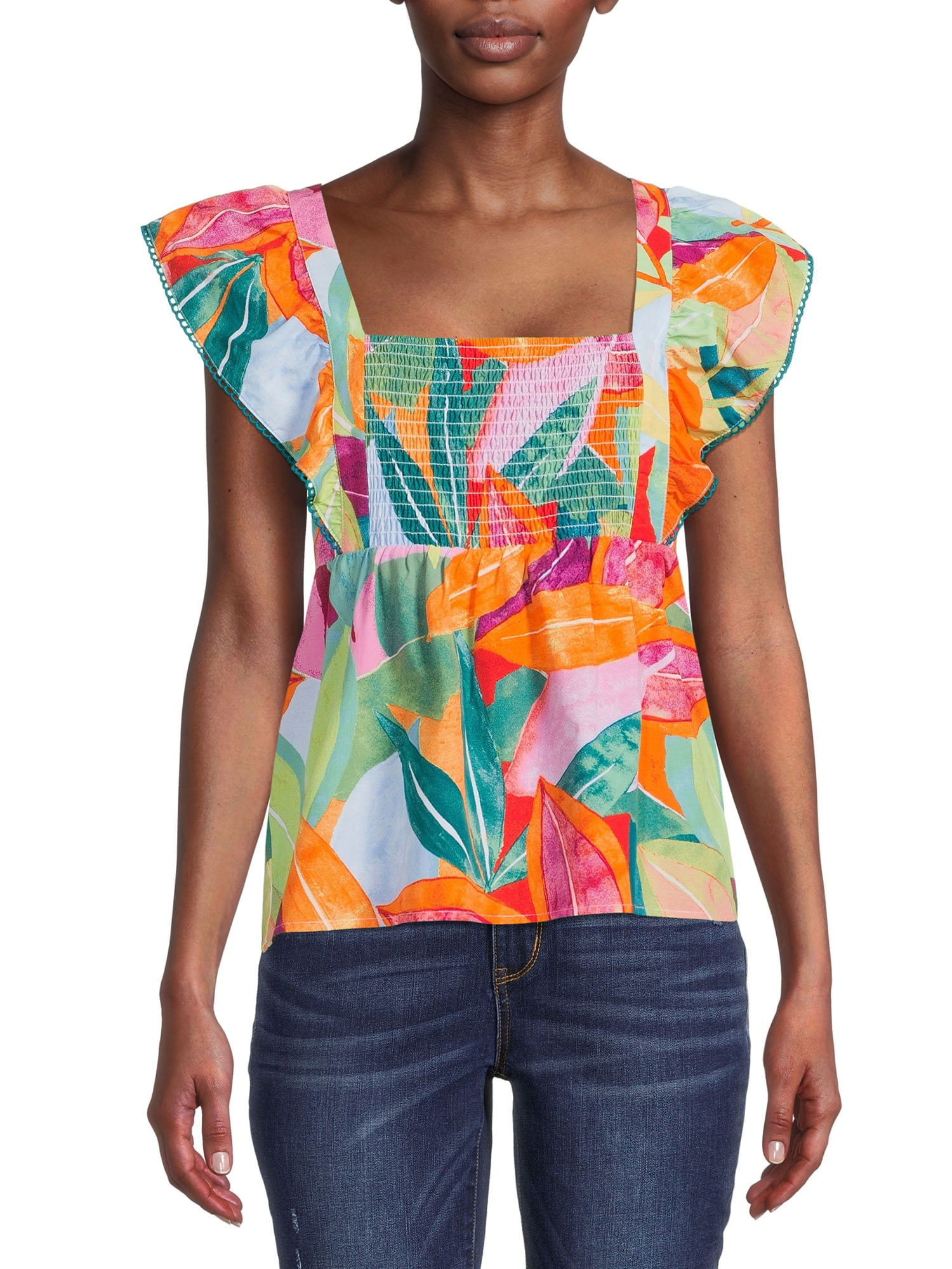 Time and Tru Women's Tie Back Top - Walmart.com