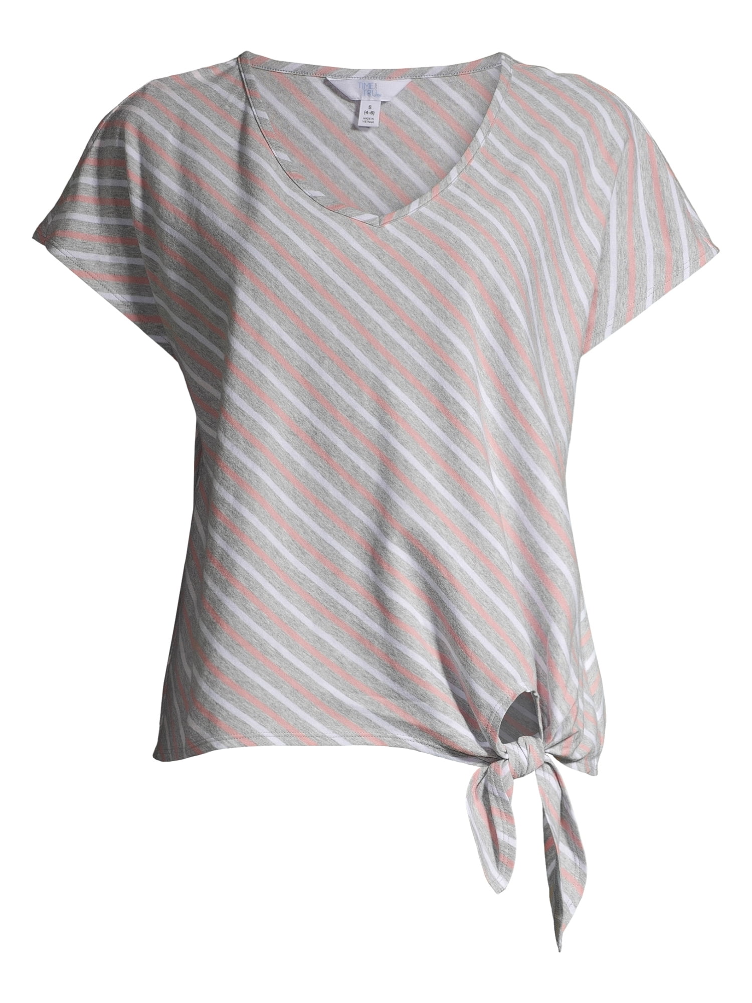 Time and Tru Women's Tie Front T-Shirt - Walmart.com