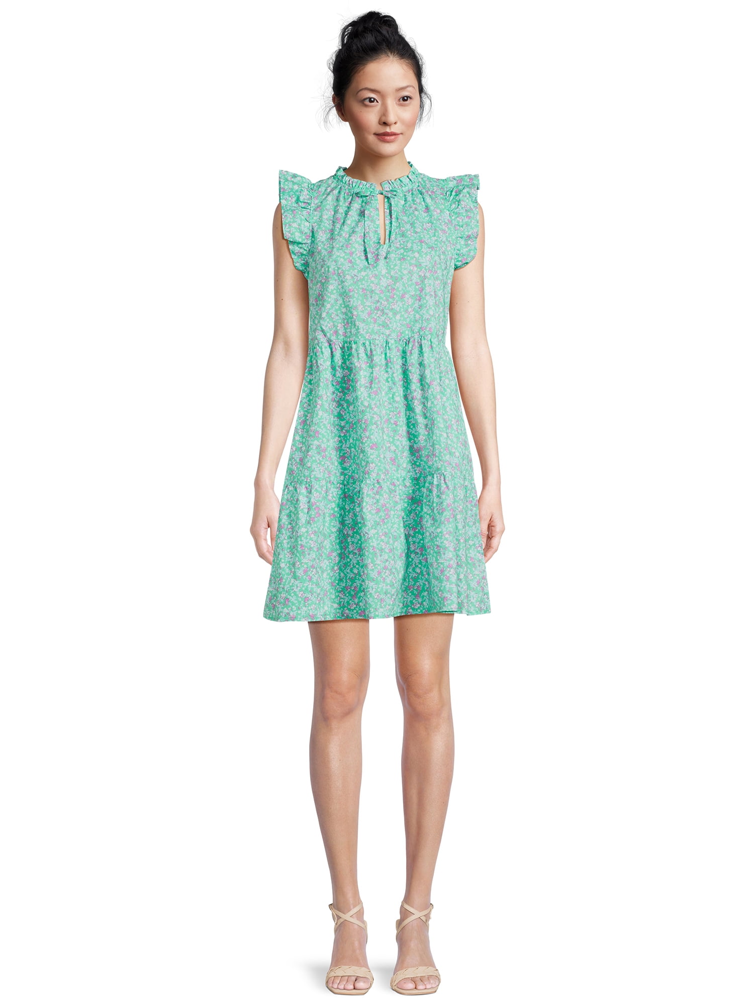 Time and Tru women's Tiered Cotton Poplin Dress - Walmart.com