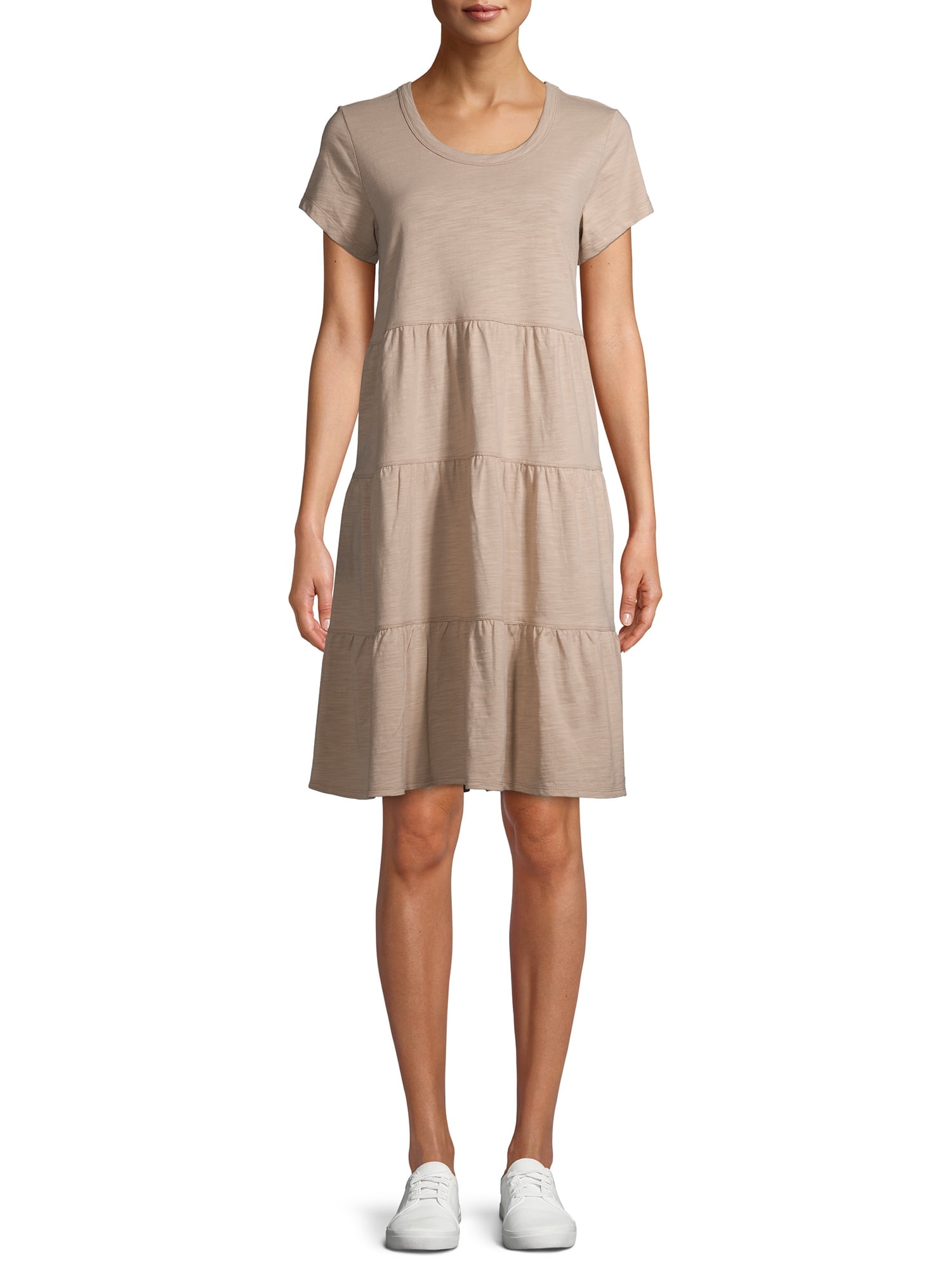 Time and Tru Women's Tiered Knit Dress - Walmart.com