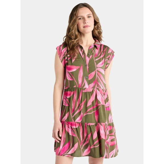 Time and Tru Women's Squared Neck Tiered, Sizes XS-XXXL - Walmart.com