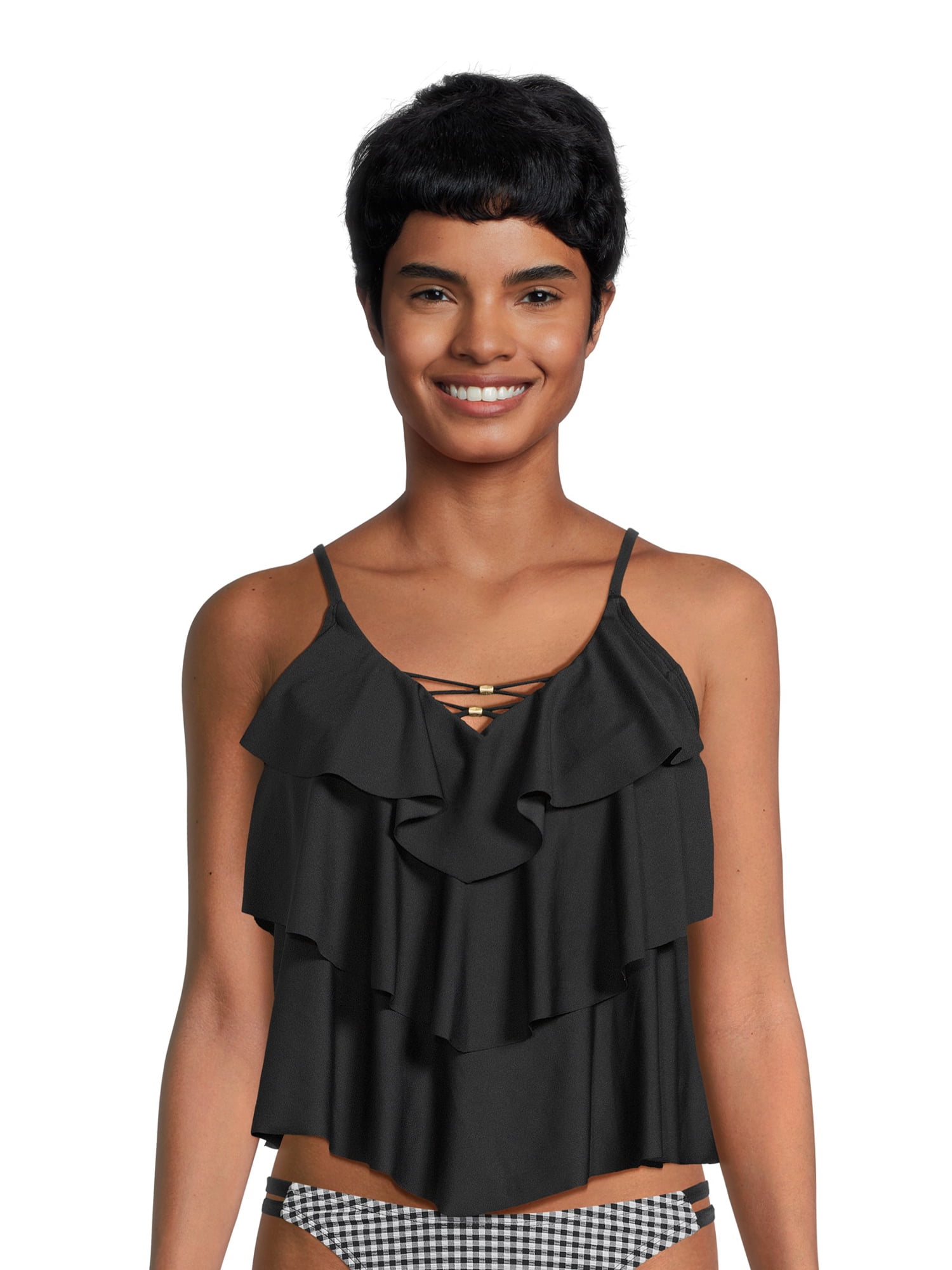 Time And Tru Womens Tiered Tankini Swim Top Sizes S 3x