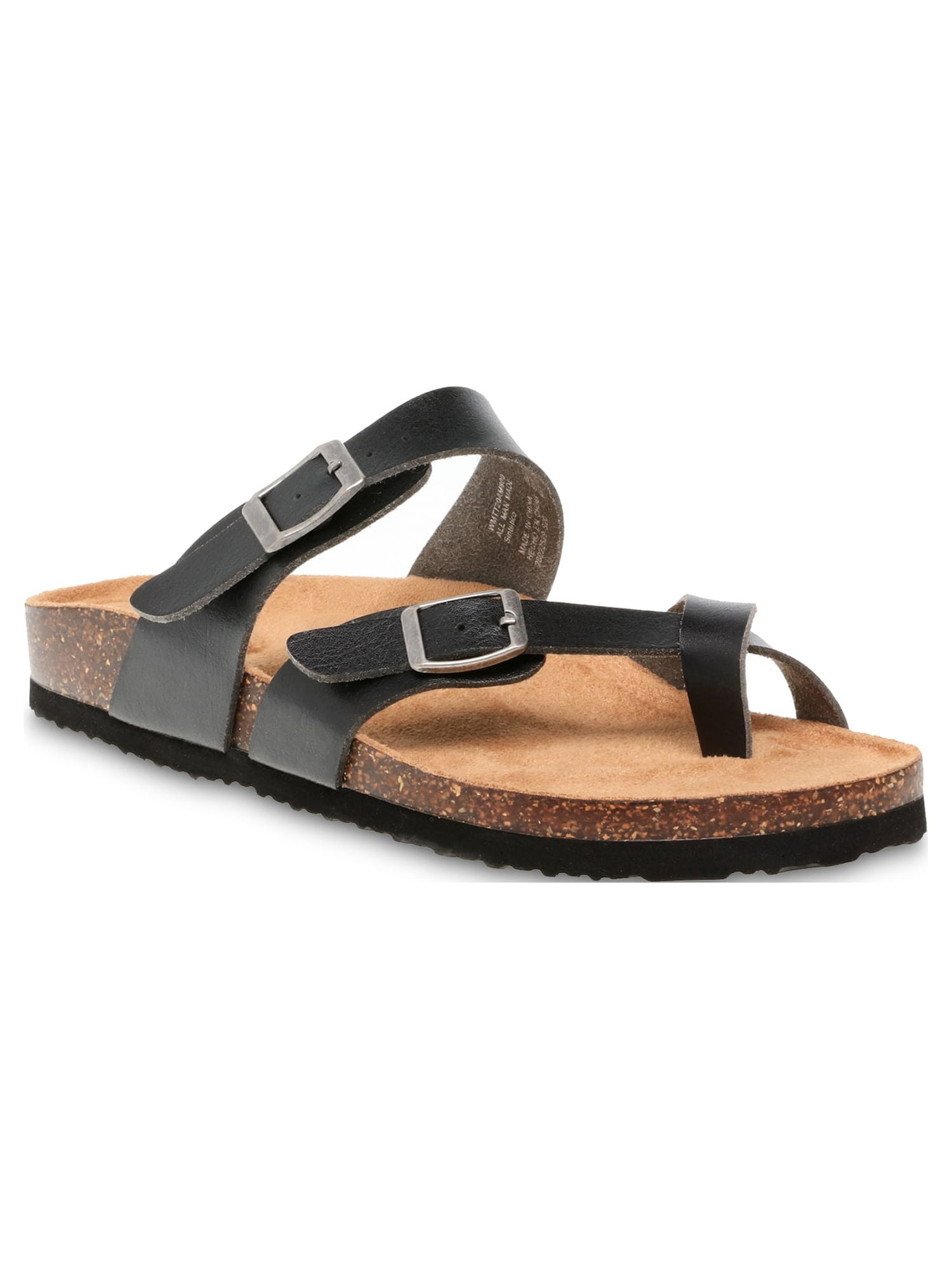 Time and Tru Women’s Toe Thong Footbed Slide Sandals, Wide Width ...