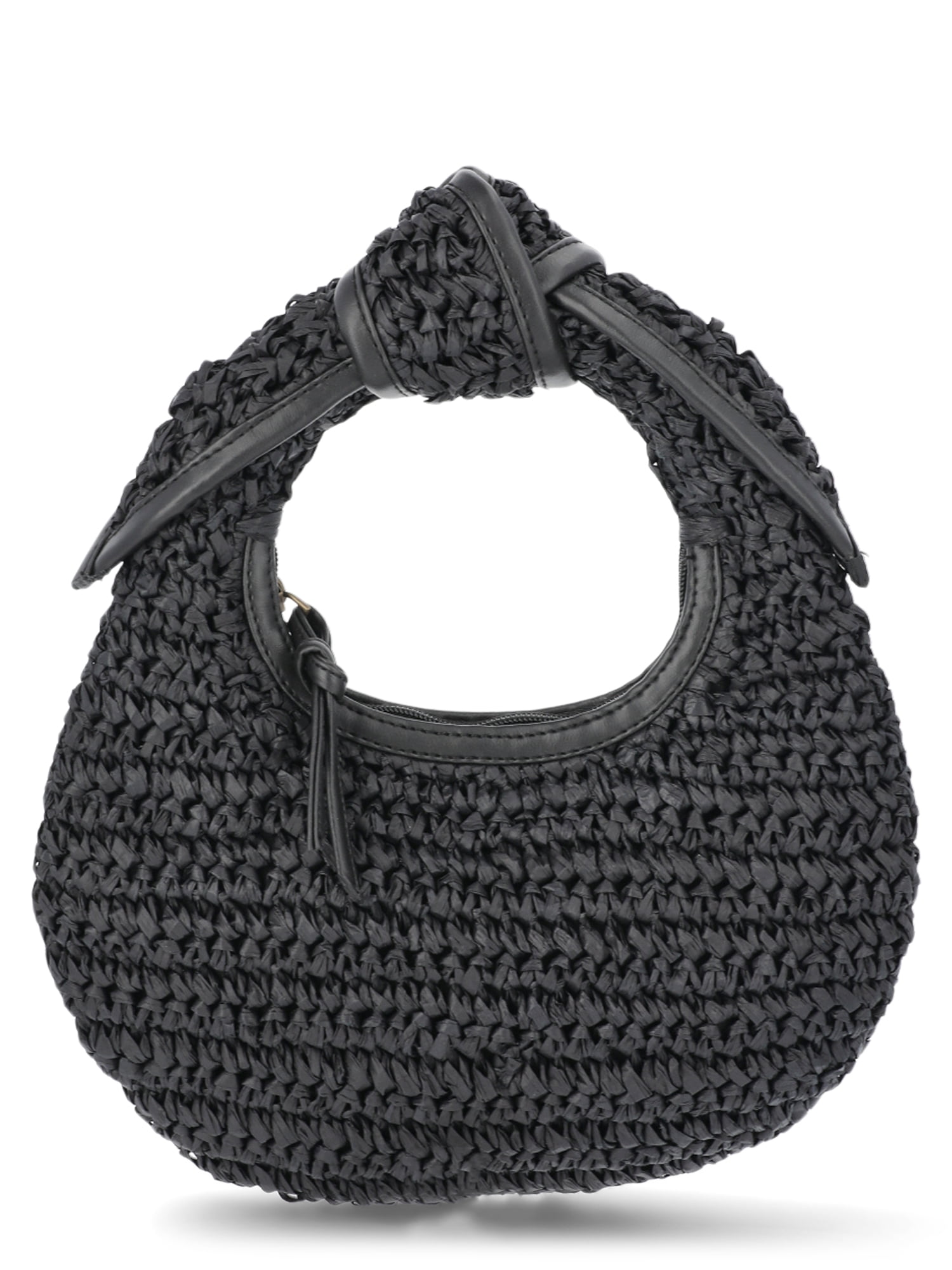 Time and Tru Women's Mini Crescent Bag with Top Knot Handle Black ...