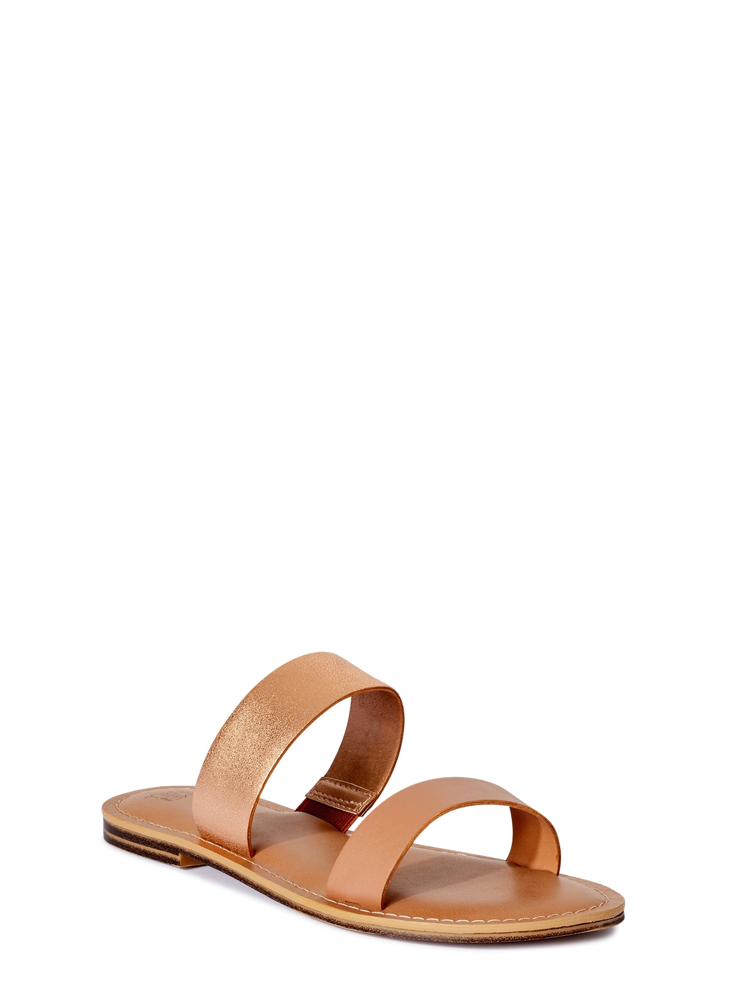 Time and Tru Women's Two Band Sandals, Medium & Wide Width Available ...