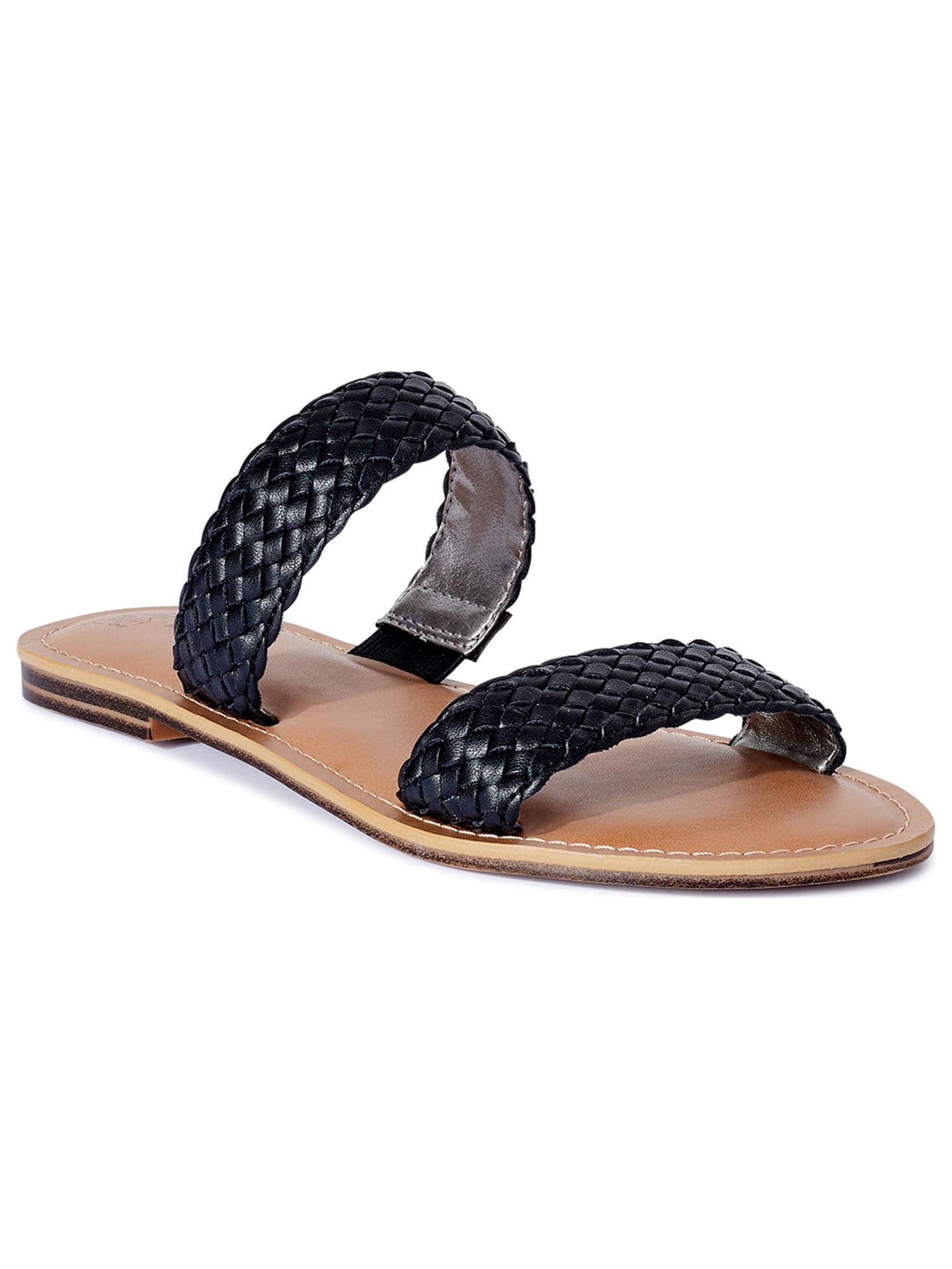 Time and Tru Women's Two Band Sandals, Medium & Wide Widths Available ...