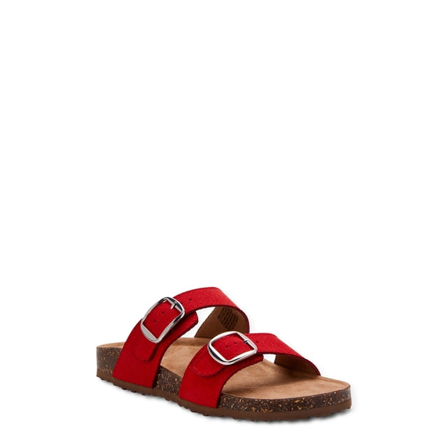 Time and Tru Women's Two Band Slide Sandals - Walmart.com