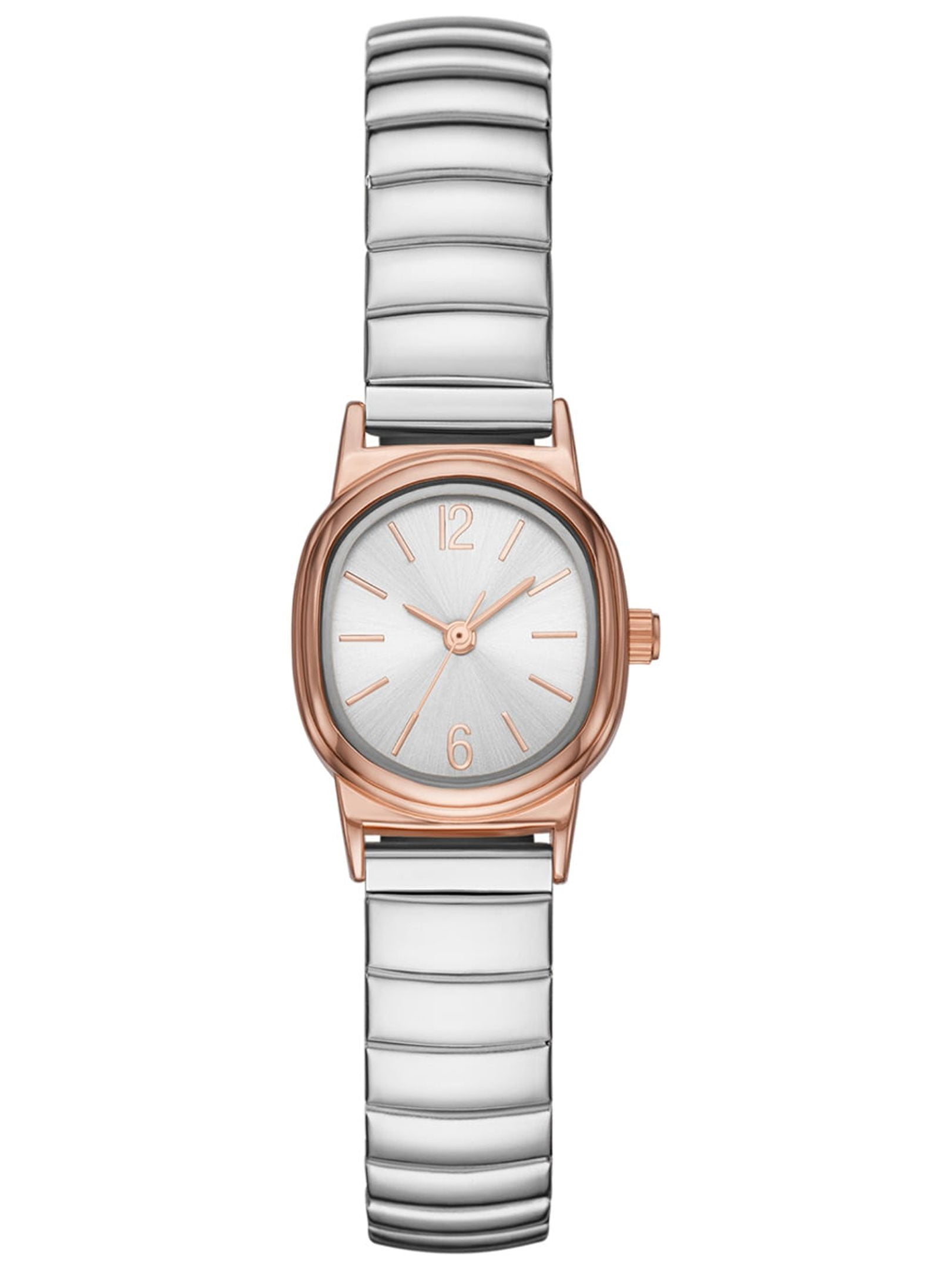 Time and Tru Women's Analog Two Tone Oval Watch with Silver Expansion ...