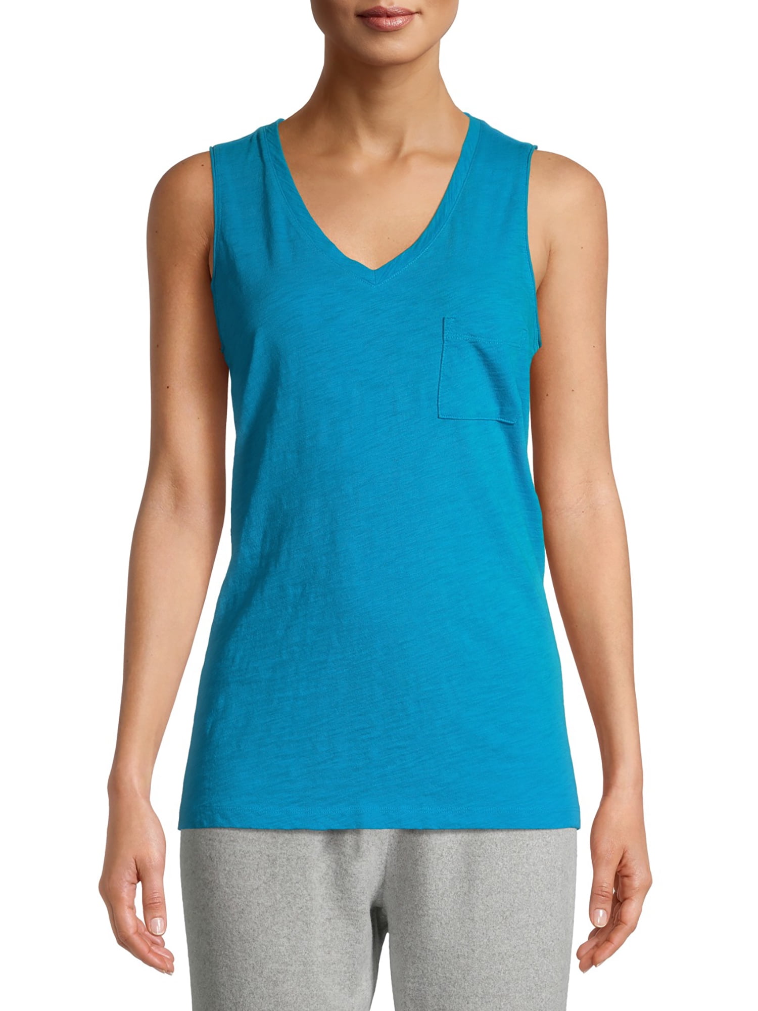 Time and Tru Women's V-Neck Pocket Tank Top - Walmart.com