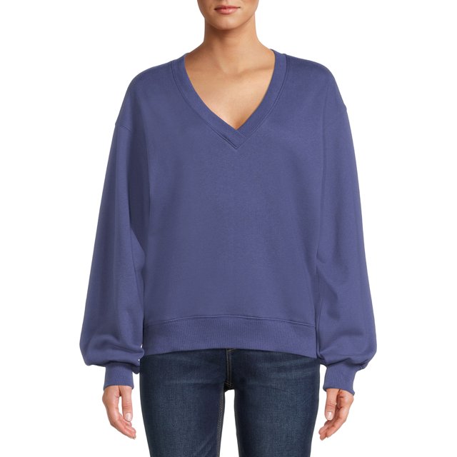 Time and Tru Women's V-Neck Sweatshirt - Walmart.com