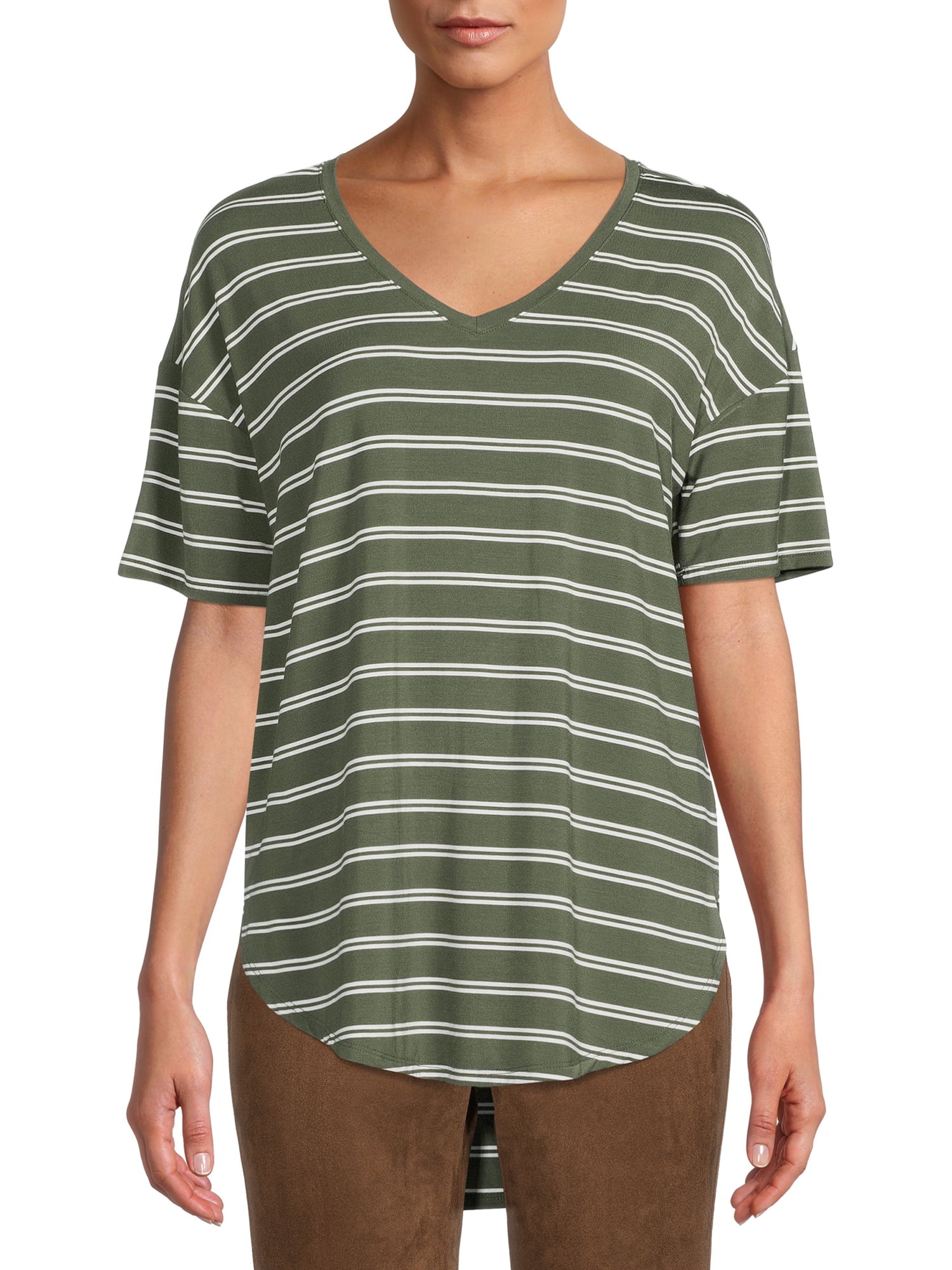 Time and Tru women's V-Neck Tunic Tee - Soft Fabric - Walmart.com