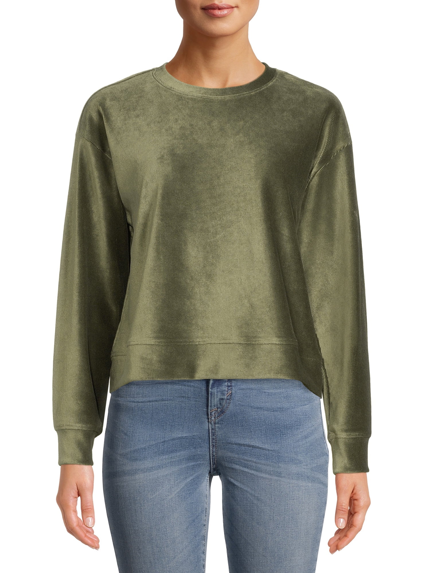 Time and Tru Women's Velour Corduroy Sweatshirt - Walmart.com