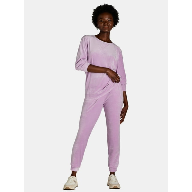 Time and Tru Women's Velour Sweatshirt and Jogger Pants Set, 2-Piece, Sizes XS-XXXL - Walmart.com