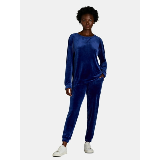 Time and Tru Women's Velour Sweatshirt and Jogger Pants Set, 2-Piece, Sizes XS-XXXL - Walmart.com
