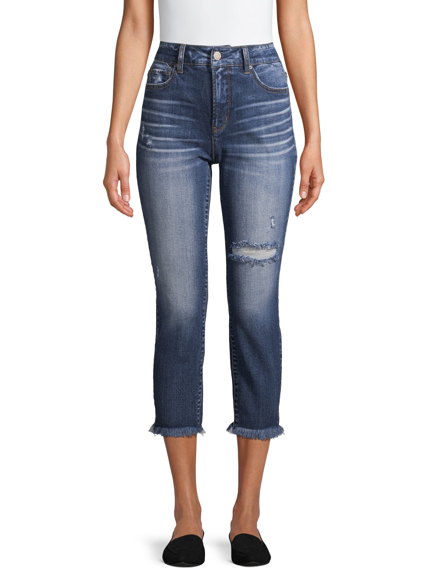 Time and Tru Women's Vintage High Rise Denim Capris - Walmart.com