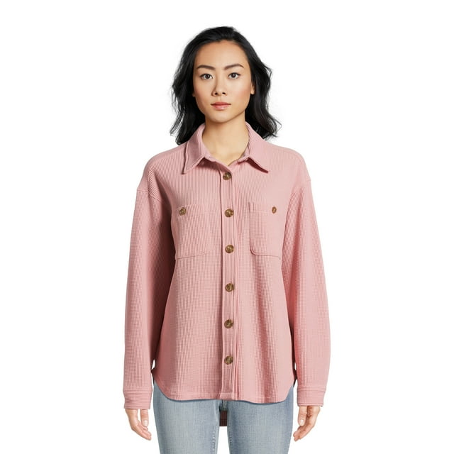 Time and Tru Women's Waffle Knit Shacket, Sizes XS-XXXL - Walmart.com