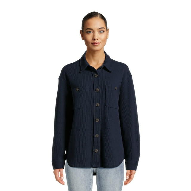 Time and Tru Women's Waffle Knit Shacket, Sizes XS-XXXL - Walmart.com