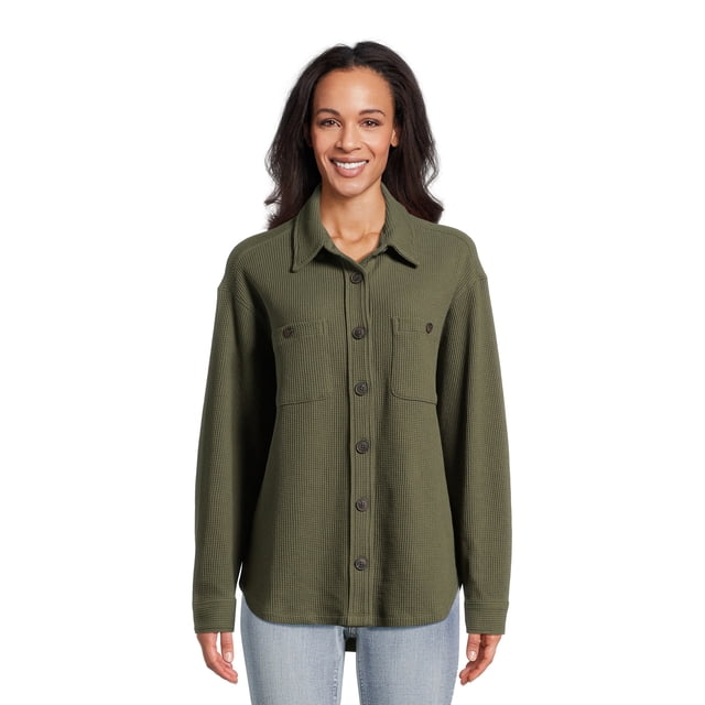 Time and Tru Women's Waffle Knit Shacket, Sizes XS-XXXL - Walmart ...