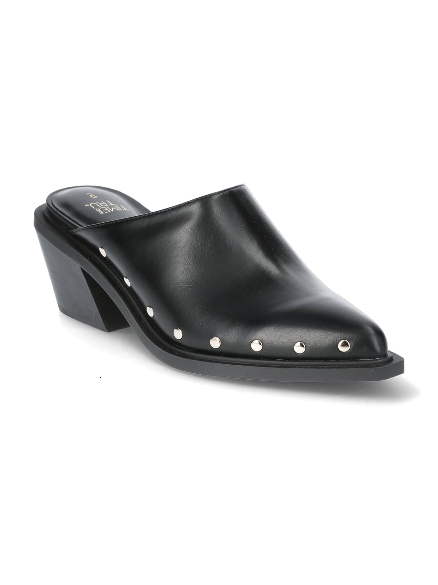 Time and Tru Western Heel Mules for Women, Pointy Square Toe, Memory ...