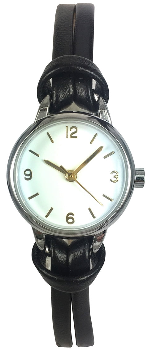 Time and Tru Women's White Dial Wristwatch with Black PU Strap and ...