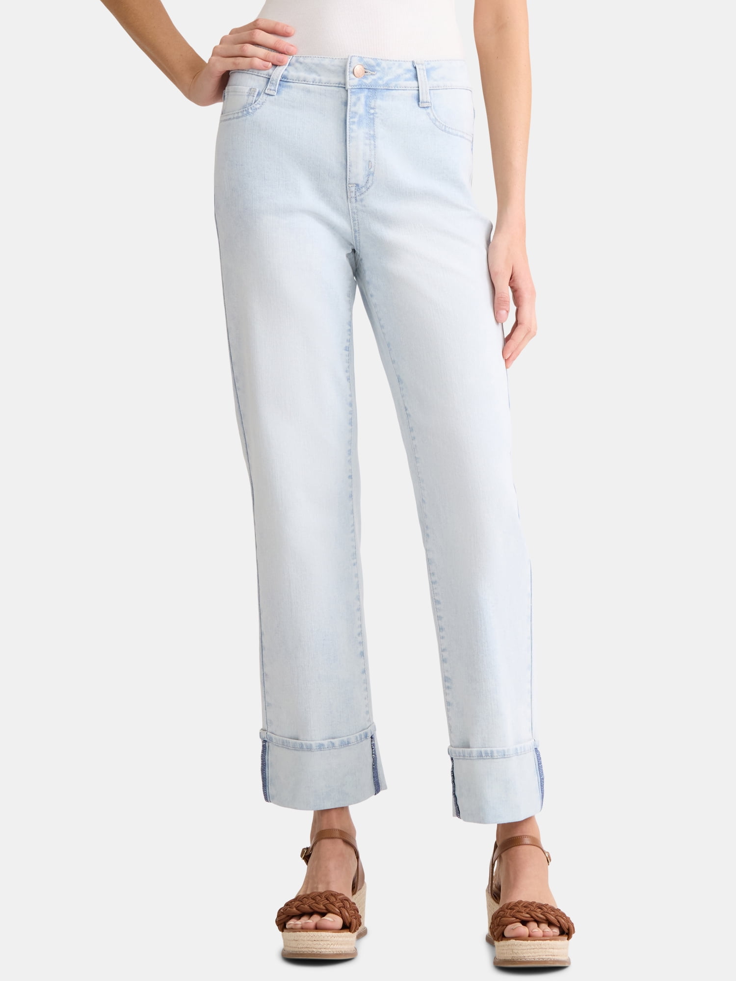 Time and Tru Women's Wide Cuff Jeans, 29” Inseam, Sizes 2-20 - Walmart.com