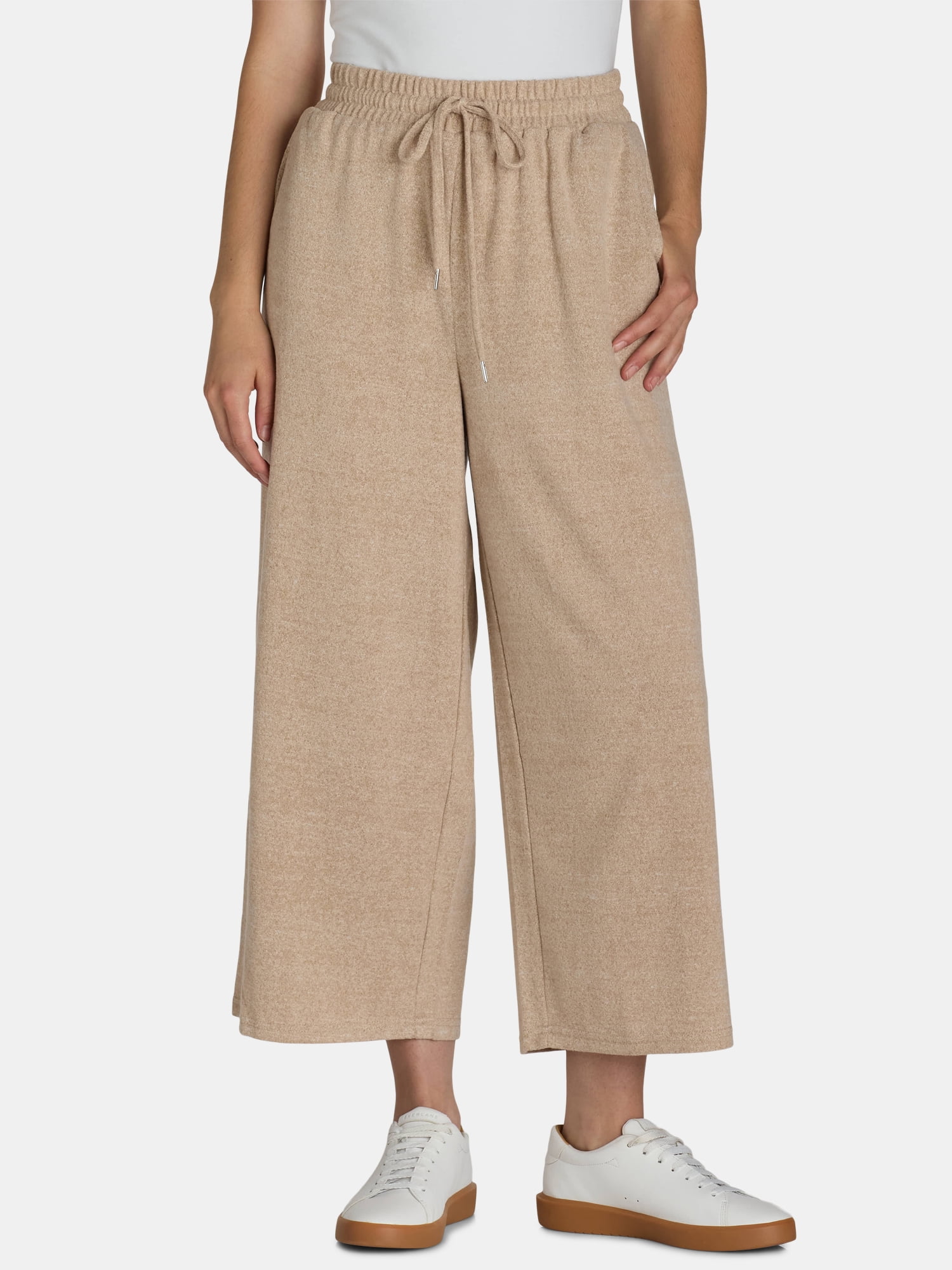 Time and Tru Women's Wide Leg Hacci Pants, Sizes XS-XXXL Time and Tru Women's Wide Leg Hacci Pants, Sizes XS-XXXL