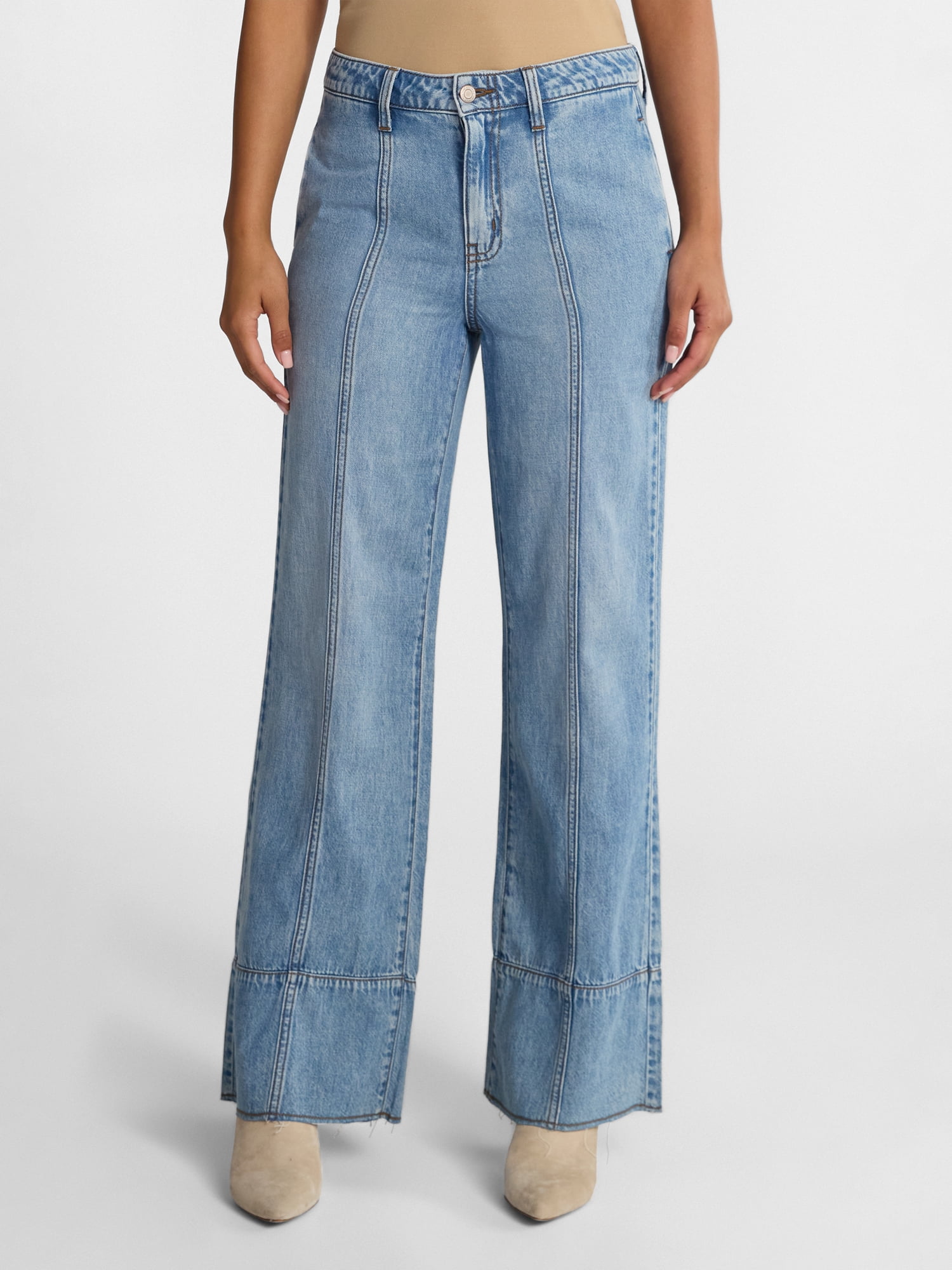 Time and Tru Women's Seamed Wide Leg Jeans, Sizes 0-20 - Walmart.com
