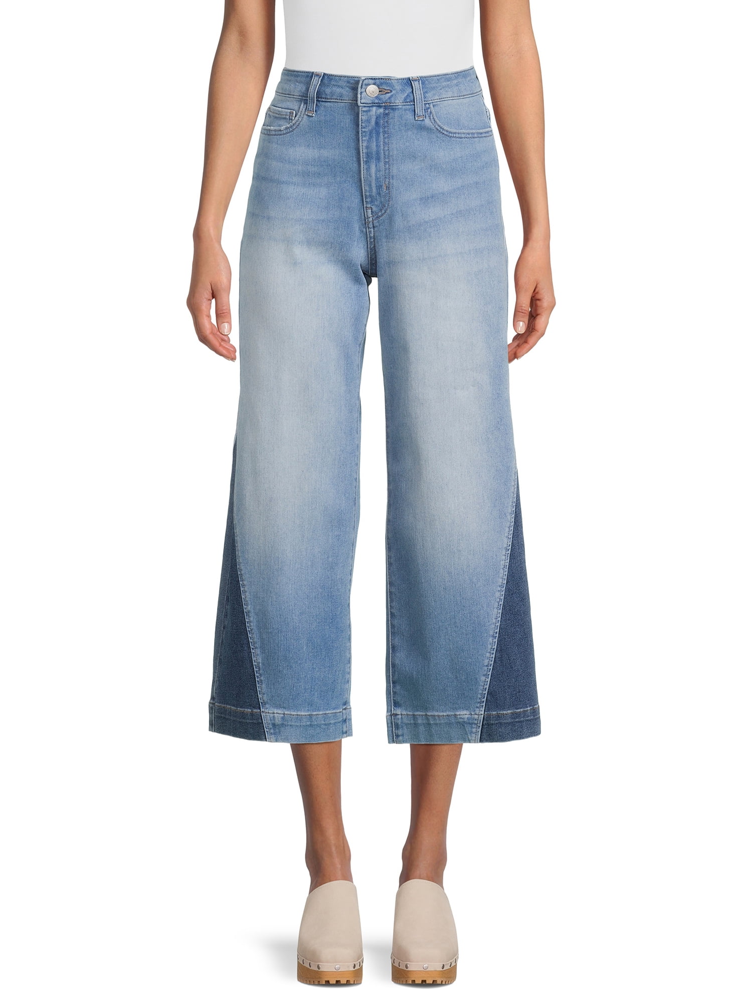 Time and Tru Women's Wide Leg Panel Jeans - Walmart.com