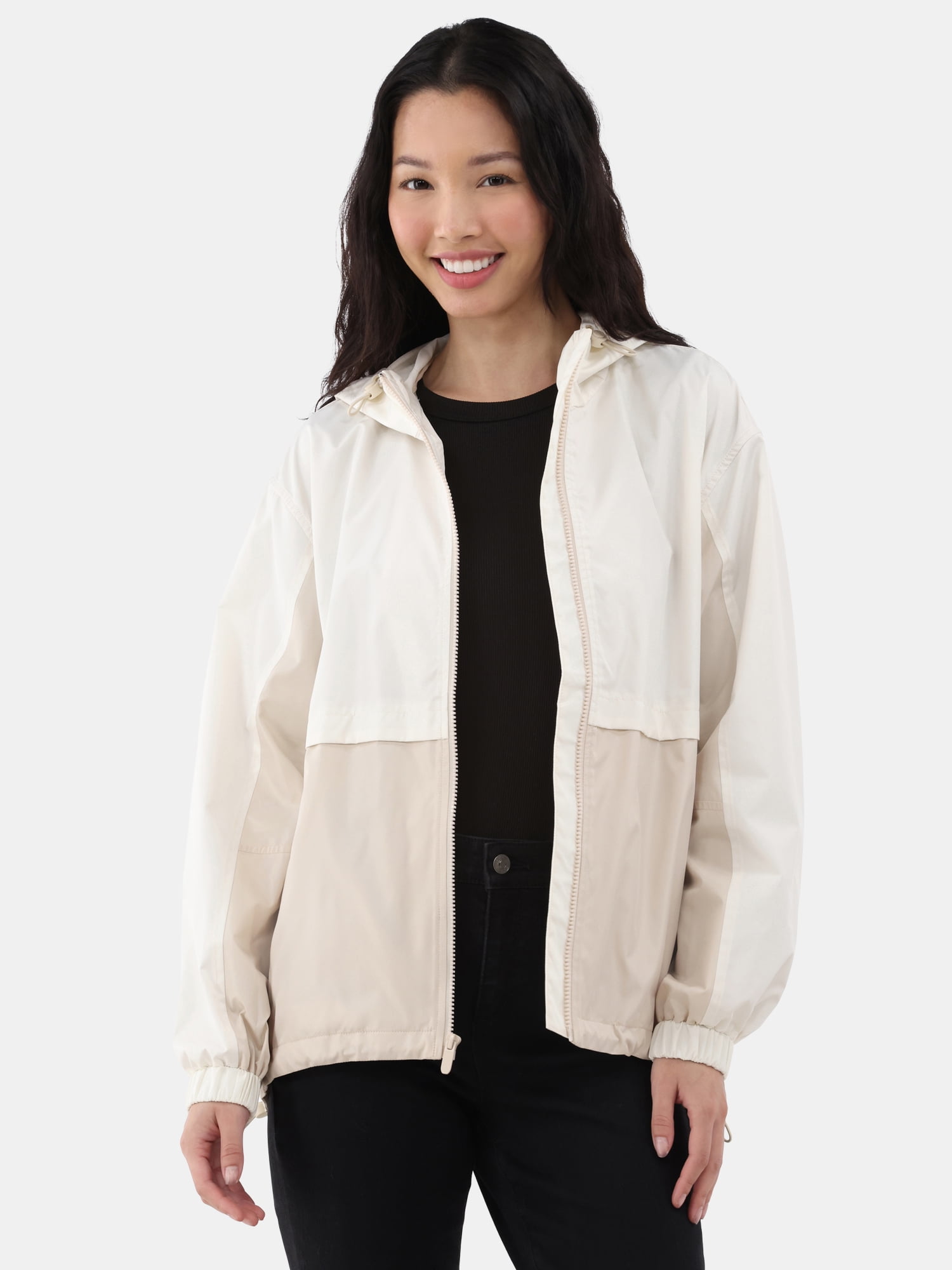 Time and Tru Women’s Windbreaker Jacket with Hood - Walmart.com