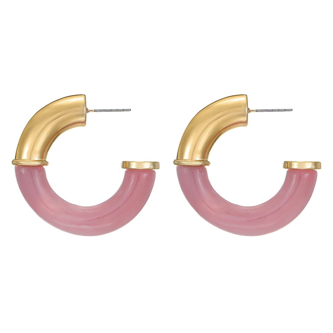 Time and Tru Women's Worn Gold and Acrylic Hoop, Pink Swirl - Walmart.com