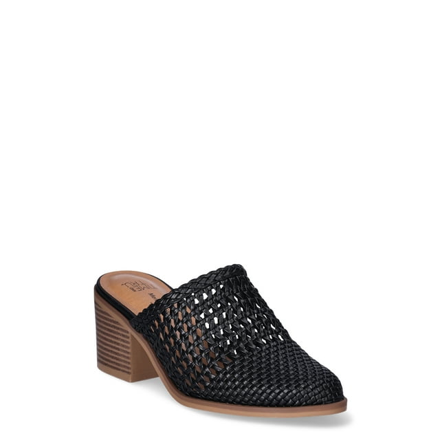 Time and Tru Women's Woven Block Heel Mules - Walmart.com