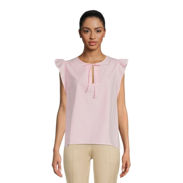 Time and Tru Women's Woven Ruffle Tank Top - Walmart.com