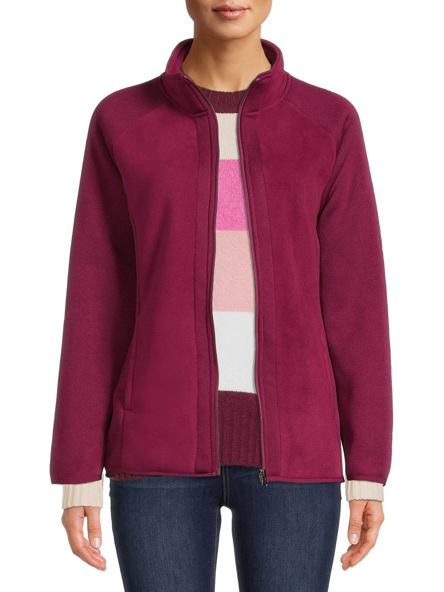 Time and Tru Women's and Plus Bonded Fleece Jacket - Walmart.com