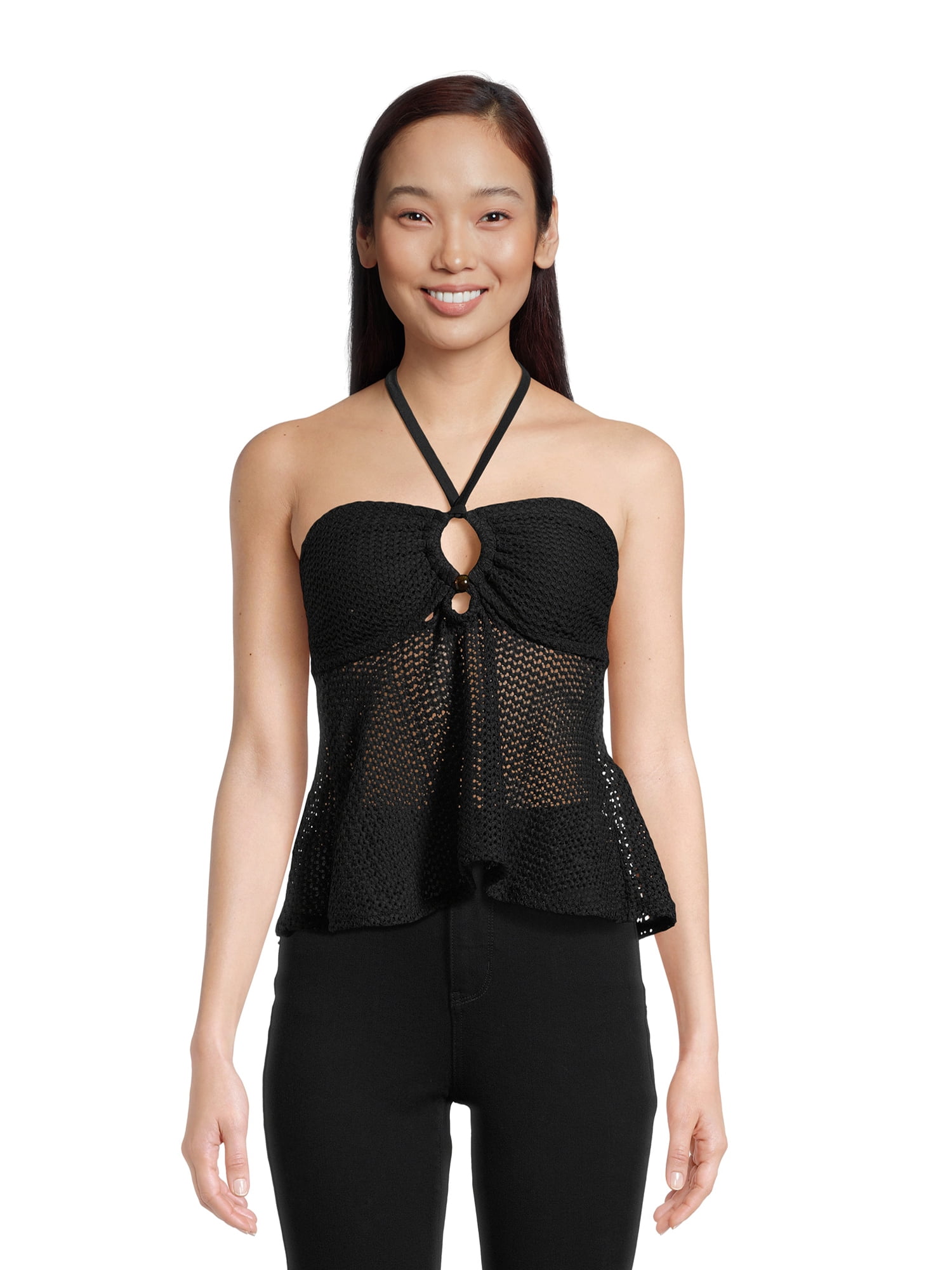 Time And Tru Womens And Plus Crochet Tankini Swim Top Sizes S 3x