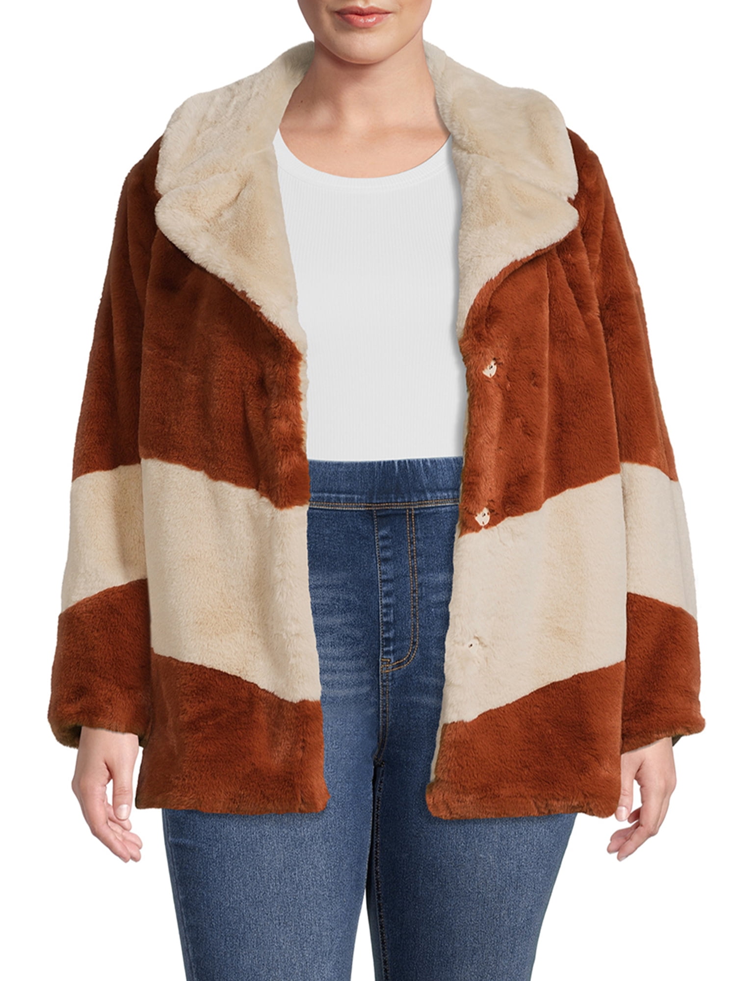 Time and Tru women's Faux Fur Cropped Jacket - Plush Layer - Walmart.com